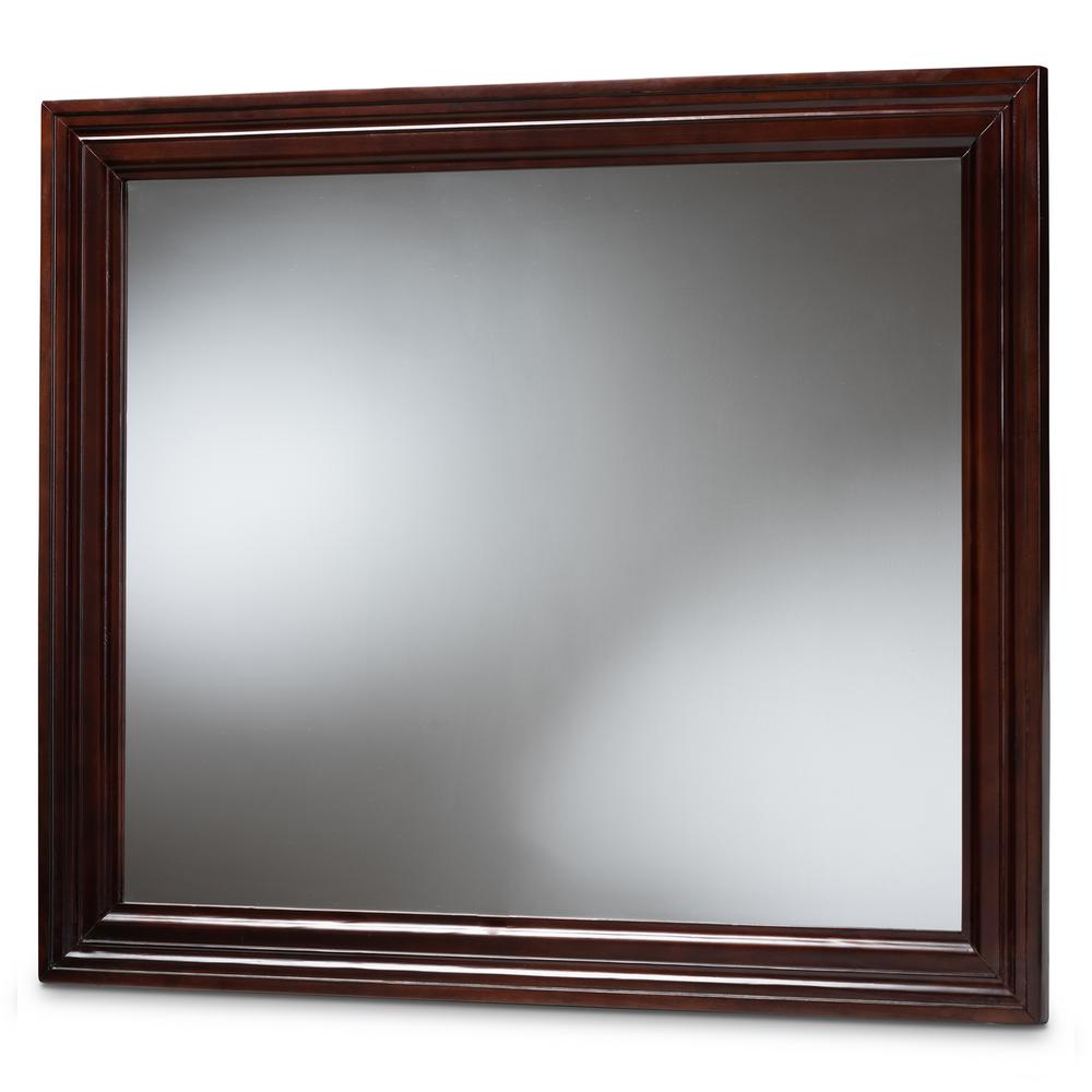 Baxton Studio Large Rectangle Dark Brown Modern Mirror (49 in. H x 41. ...