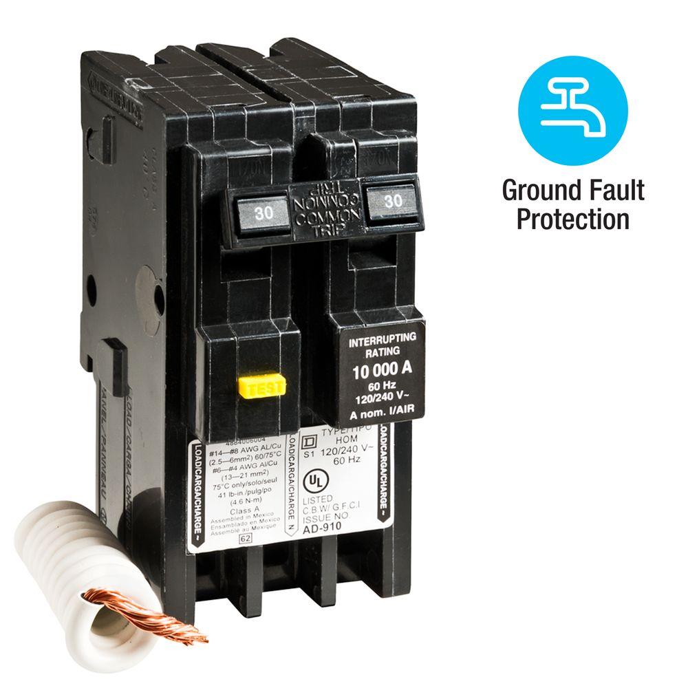 Square D Homeline 30 Amp 2 Pole GFCI Circuit Breaker HOM230GFIC The Square D Homeline 30 Amp 2 Pole GFCI Circuit Breaker HOM230GFIC The