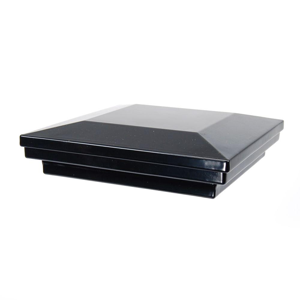 Fortress Accents 5 in. x 5 in. Gloss Black Aluminum Flat Pyramid Post ...