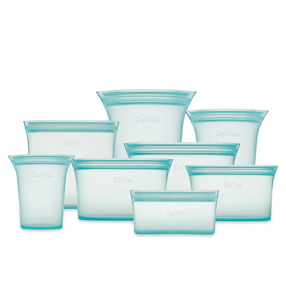 Zip Top Reusable Silicone 3-Piece Cup Set - Small 8 oz., Medium 16 oz ...