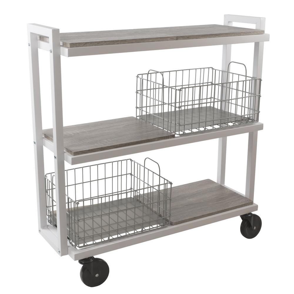 3-Tier Steel Cart System Wide in White-23350328 - The Home Depot