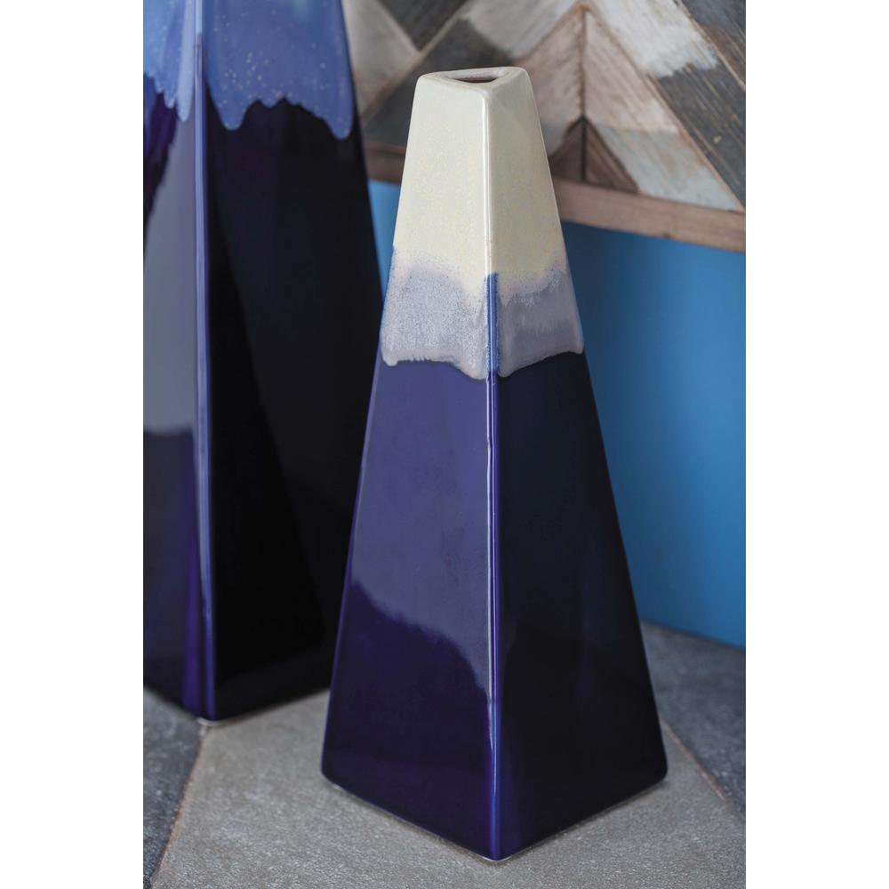 Litton Lane 11 in. Blue and White Gradients Ceramic Decorative Vase ...