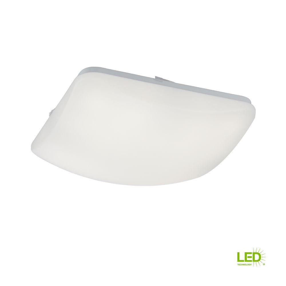 Commercial Electric 14 in. Low Profile White LED Square Puff Light ...