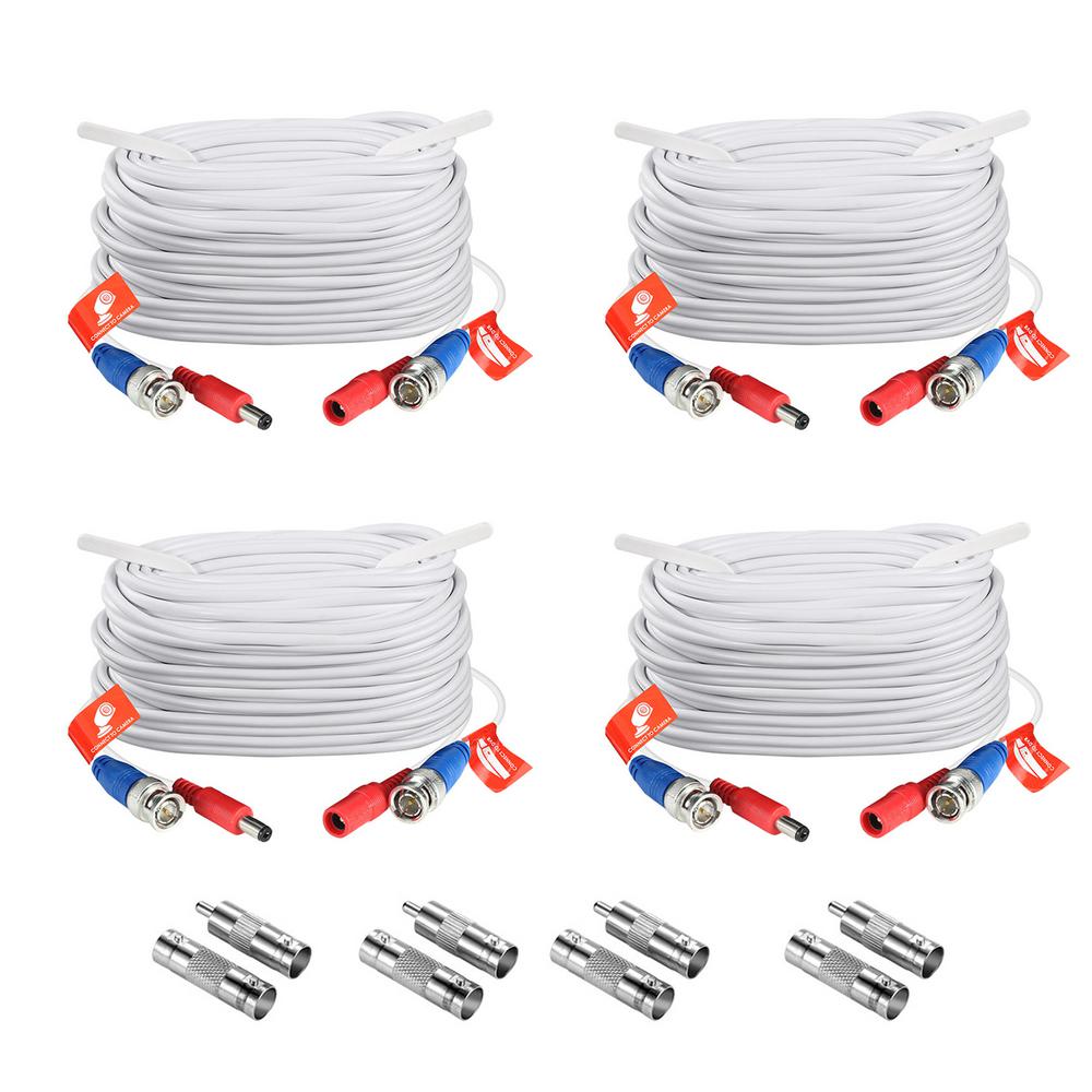 ZOSI 100 ft. Security Camera Cables BNC Cord Video Power Cable -White ...