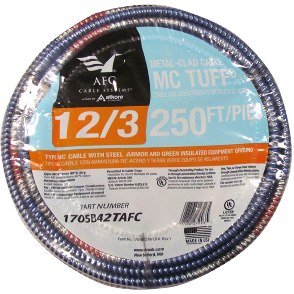 AFC Cable Systems 12/3 x 250 ft. Solid MC Tuff Cable-1705B42TAFC - The ...