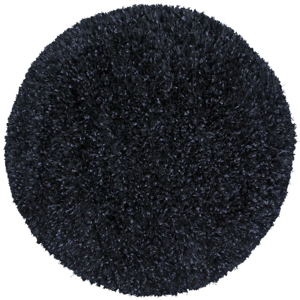 Unbranded Black Shag 2 ft. x 2 ft. Round Area Rug-SS2007R - The Home Depot