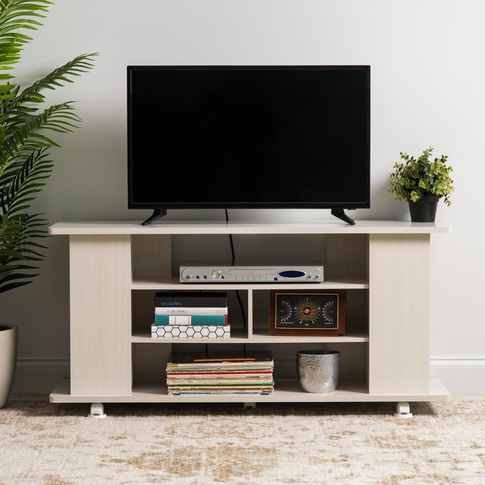 IRIS 15 in. Off-White Wood TV Stand Fits TVs Up to 50 in. with Cable ...