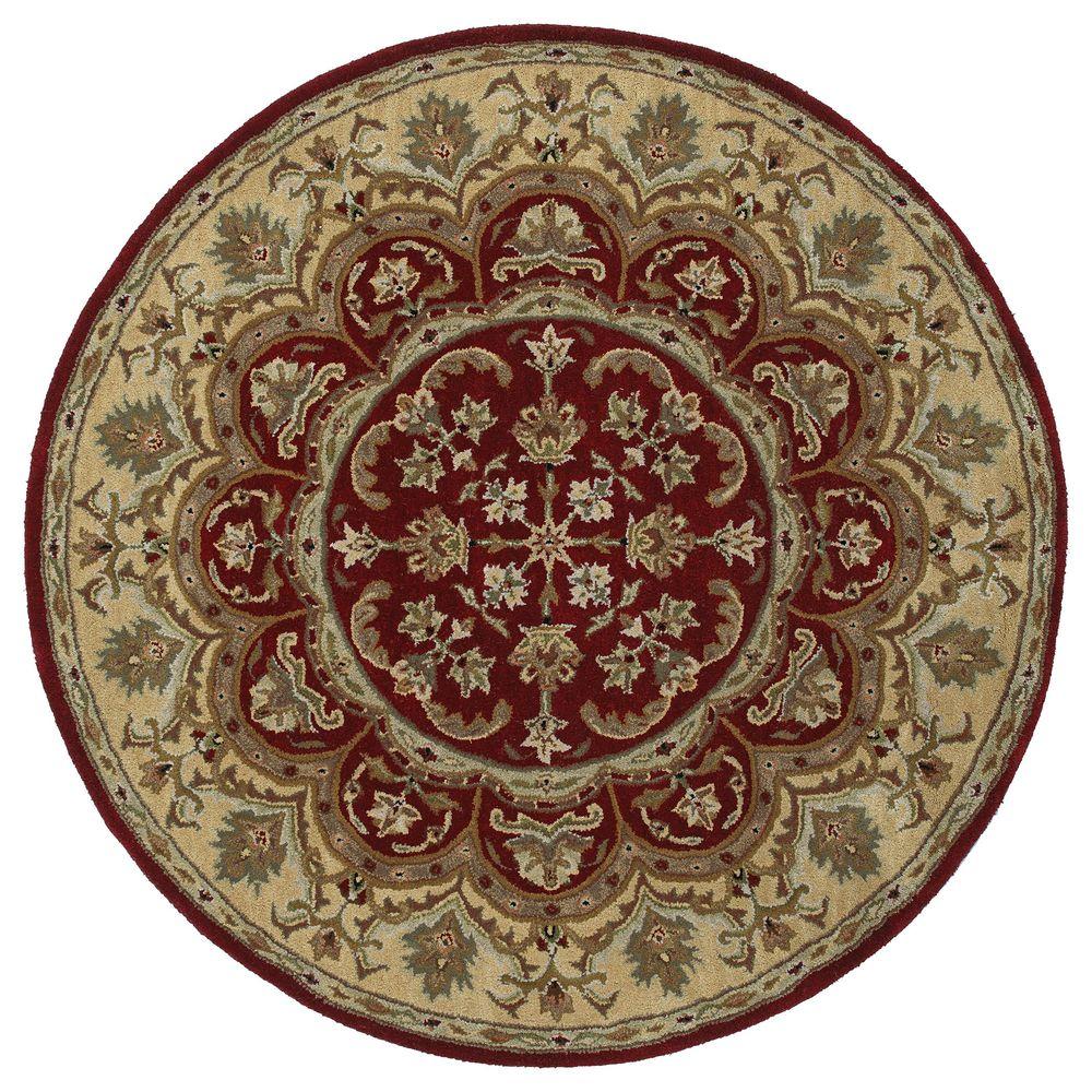Kaleen Tara Leonardo Burgundy 9 ft. 9 in. x 9 ft. 9 in. Round Area Rug ...