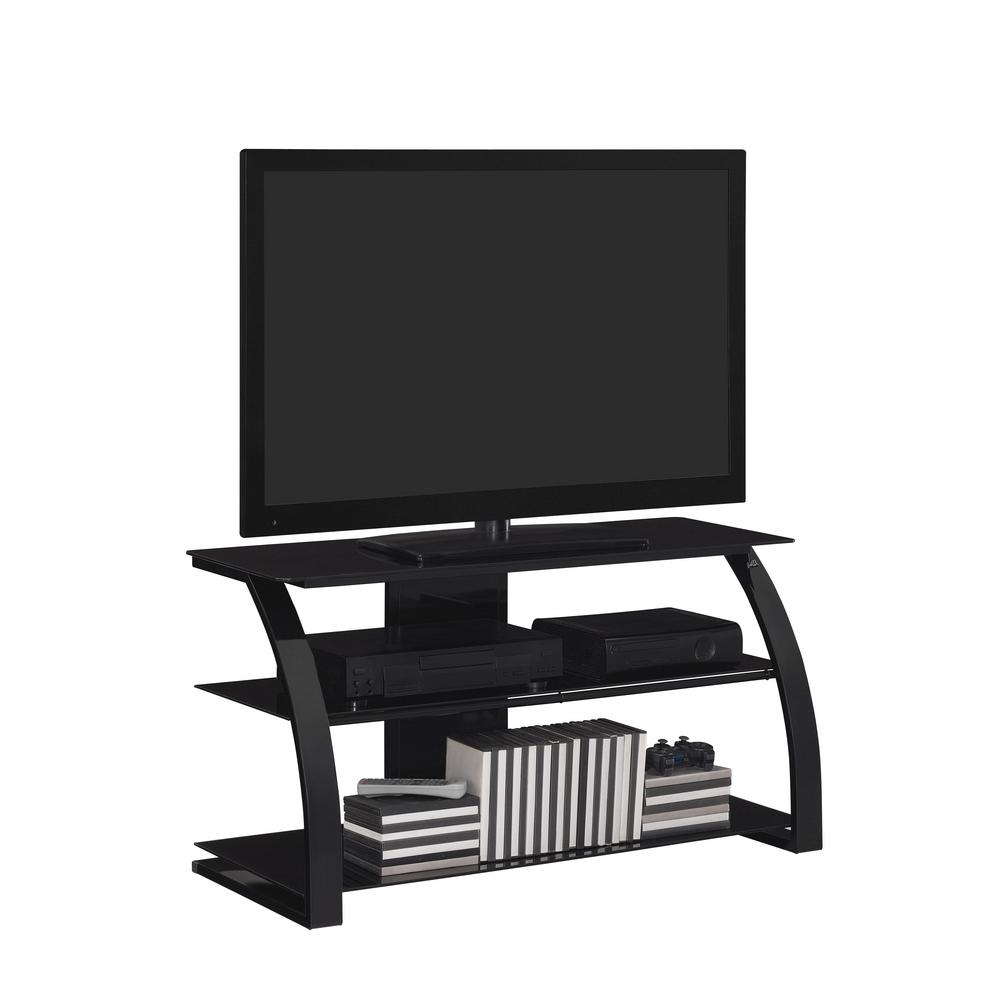 Bell'O 42 in. High Gloss Black Glass TV Stand Fits TVs Up to 46 in ...