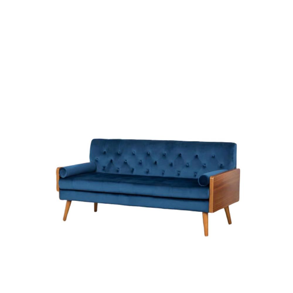 US PRIDE FURNITURE Ross Modern 69.7 in. Dark Blue Velvet 3-Seater ...