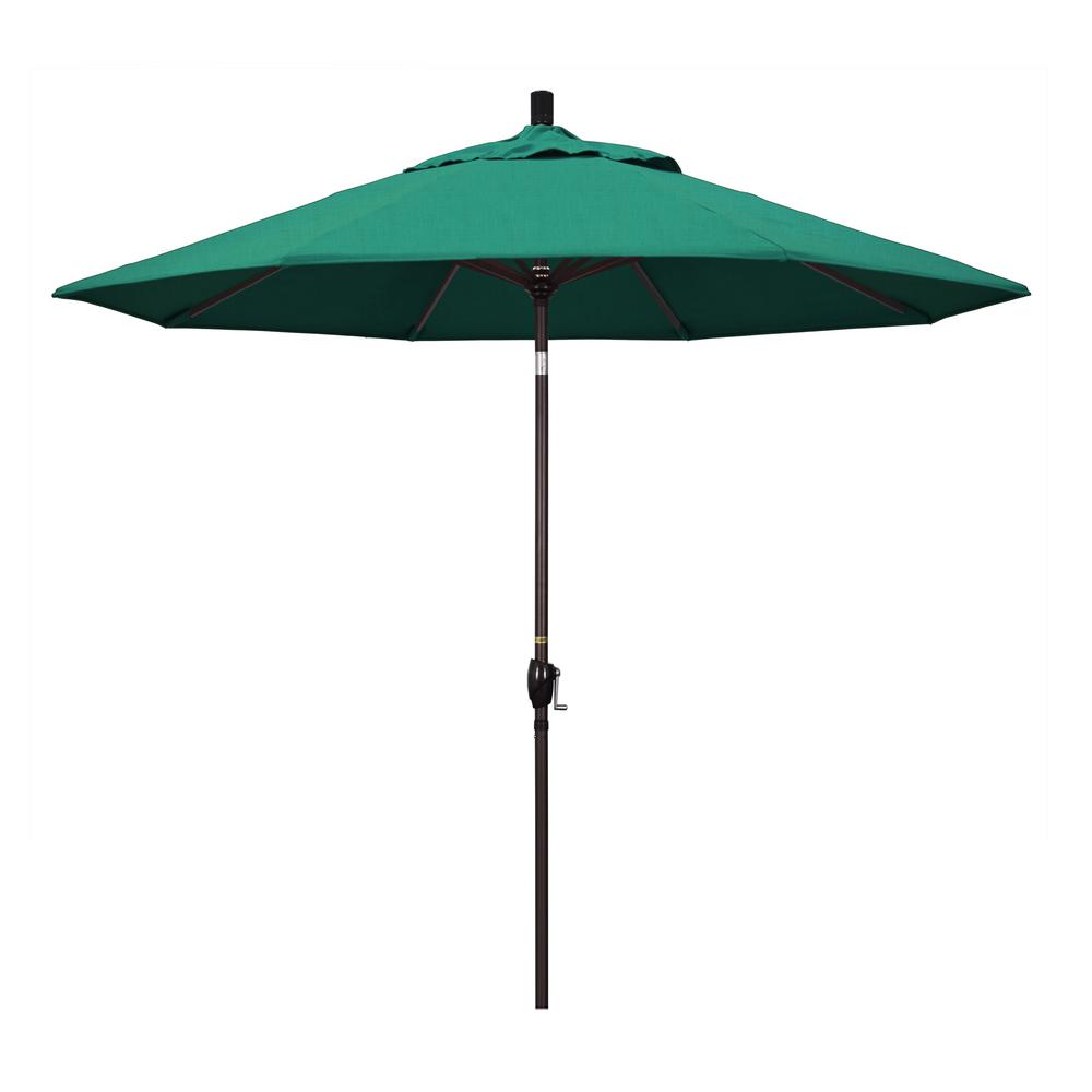 California Umbrella 9 ft. Bronze Aluminum Market Push Button Tilt Crank ...
