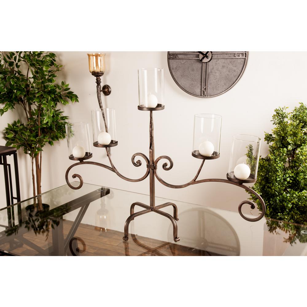 Litton Lane Black Scrollwork Design 2-Light Iron Candle Holder-29444 ...