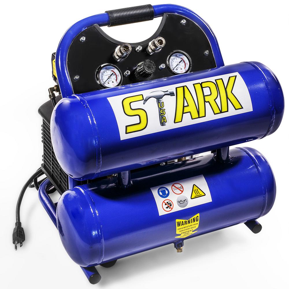 Stark 2 HP 4.5 Gal 115 PSI Portable Twin Stack Electric Pneumatic Tires ...