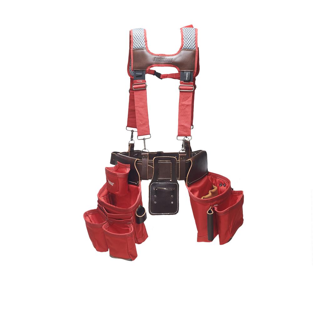 BUCKET BOSS 2-Bag Hybrid Suspension Rig Work Tool Belt with Suspenders ...
