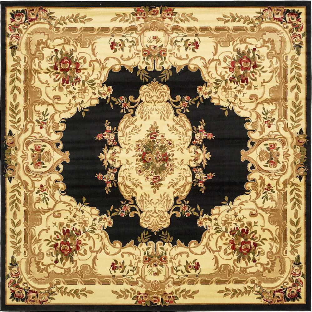 Unique Loom Versailles Charles Black 10' 0 x 10' 0 Square Rug-3132945 ...
