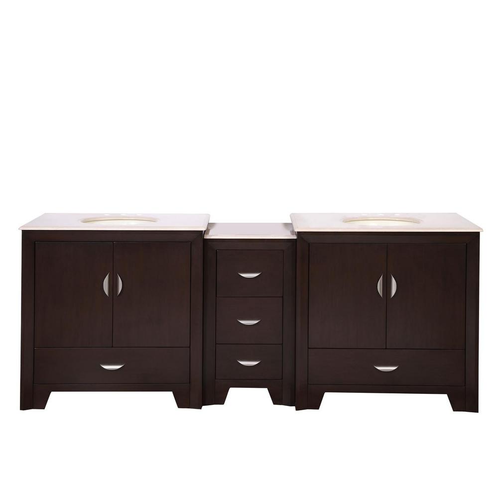 Silkroad Exclusive 72 in. W x 22 in. D Vanity in Dark Chestnut with ...