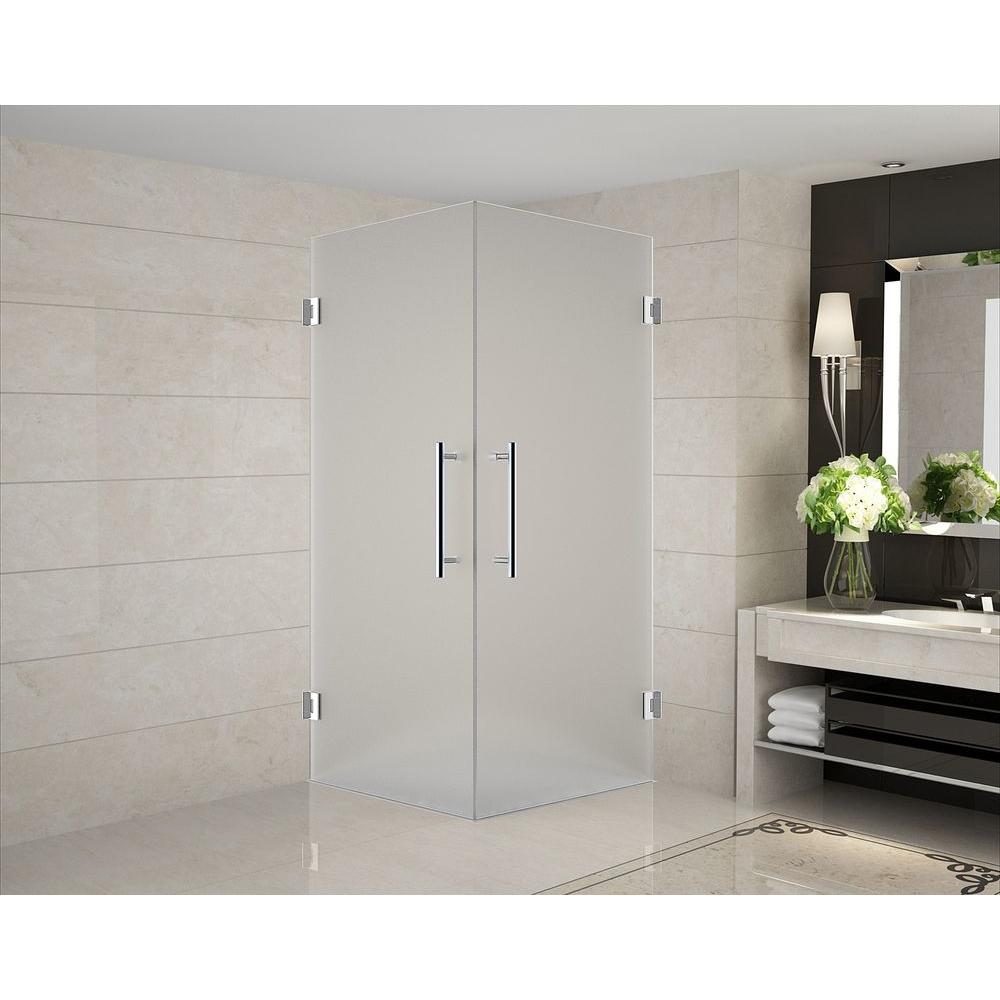 Aston Cascadia 34 In X 72 In Completely Frameless Hinged Shower Door