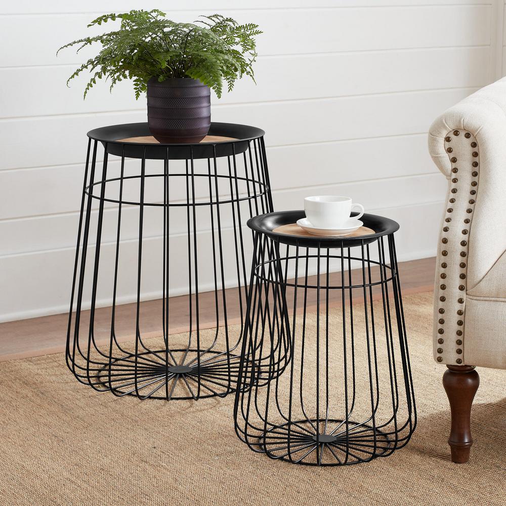 Home Decorators Collection Round Black Metal Decorative Basket with ...