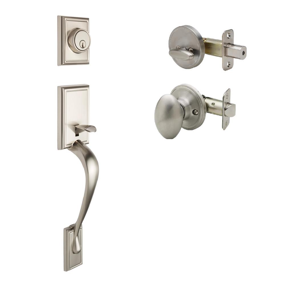 Copper Creek Fashion Satin Stainless Door Handleset and Egg Knob Trim ...