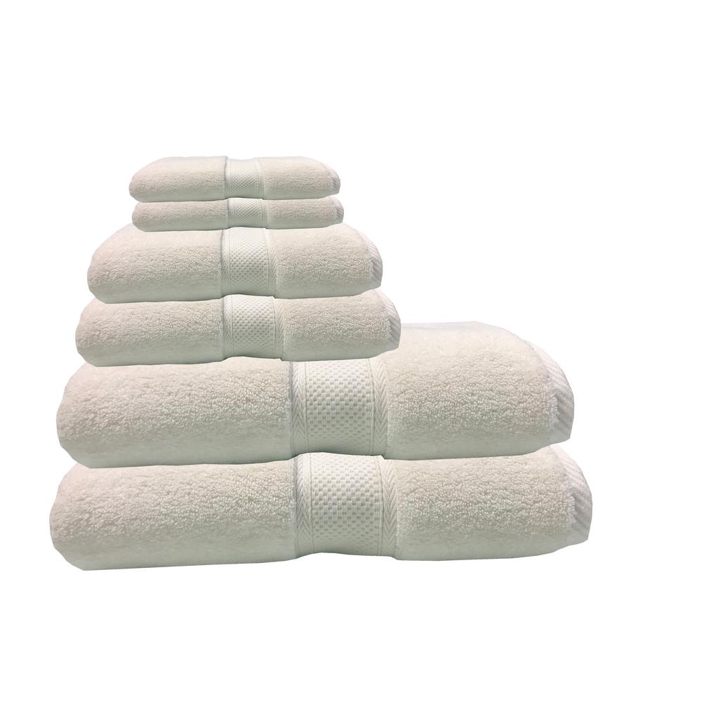 Espalma Hotel Zero Twist 6 Piece 100 Cotton Bath Towel Set In White