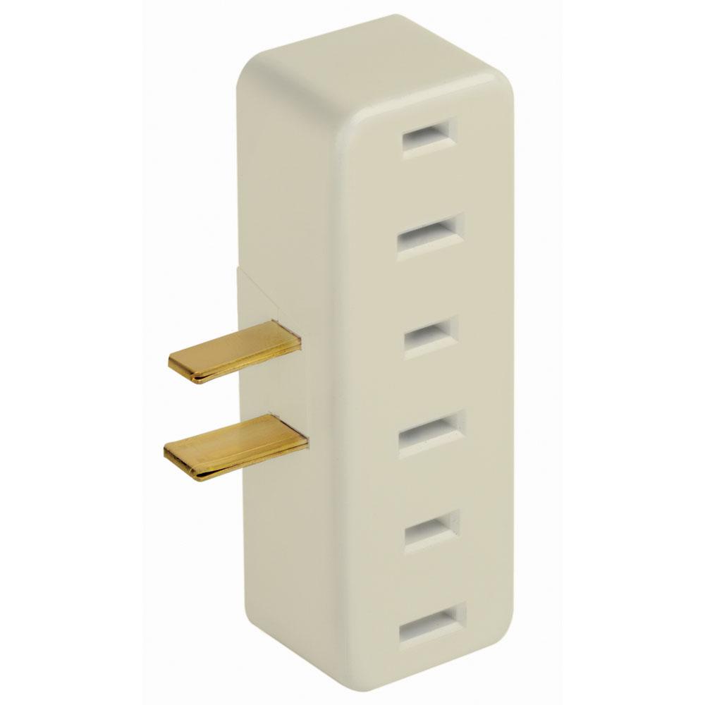 Leviton 15 Amp Polarized Triple Outlet Adapter, Ivory-65-I - The Home Depot