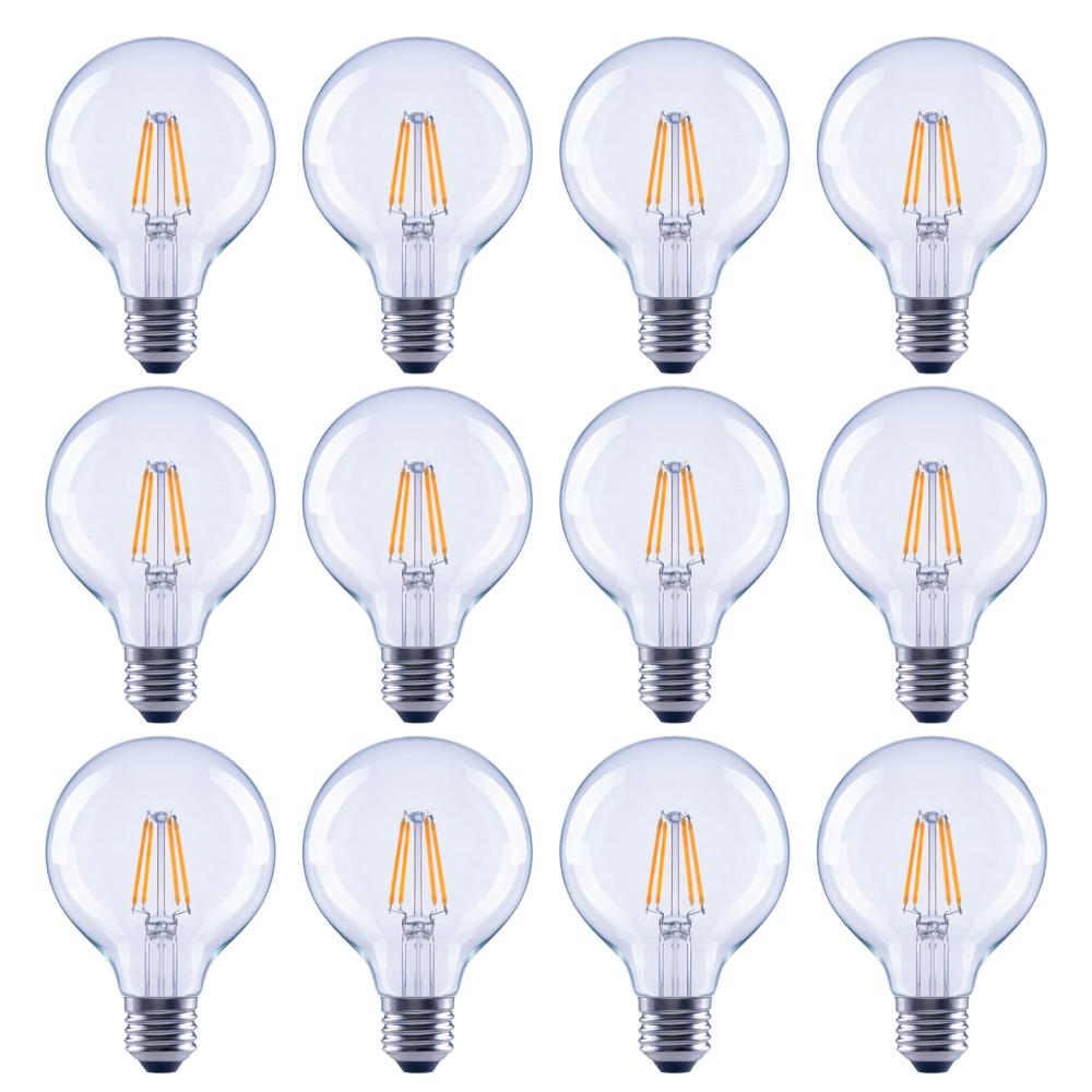 EcoSmart 60-Watt Equivalent G16.5 Globe Dimmable Clear Glass Filament ...
