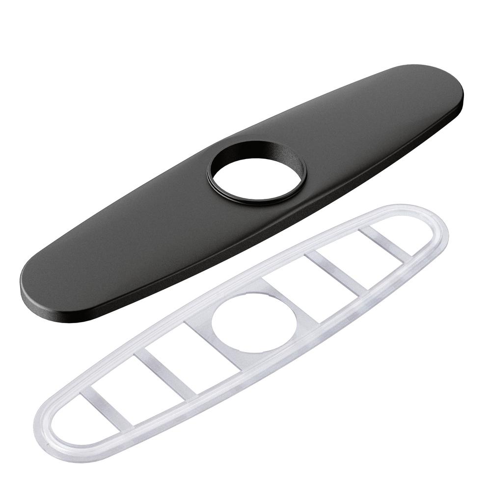 MOEN 10.27 in. x 2.45 in. Escutcheon Plate in Matte Black-141002BL ...