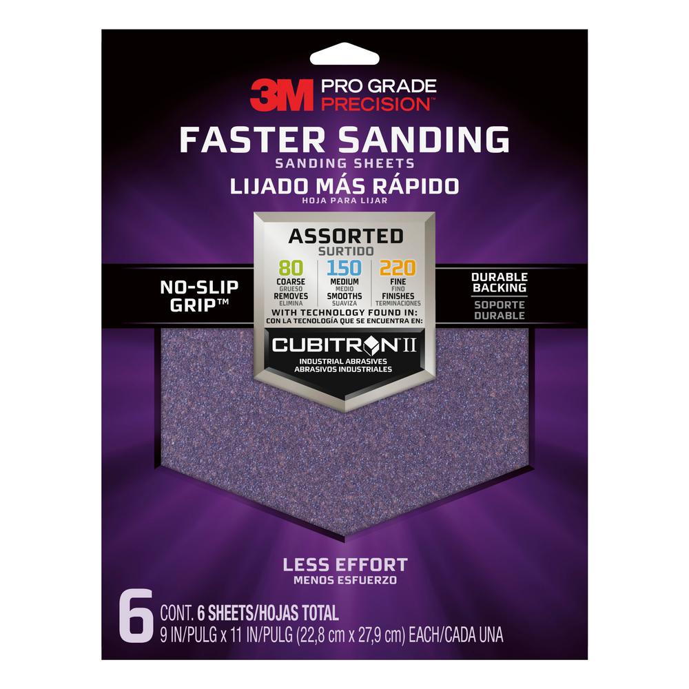 3M Pro Grade Precision 9 in. x 11 in. 80, 150, 220 Assorted Grits ...