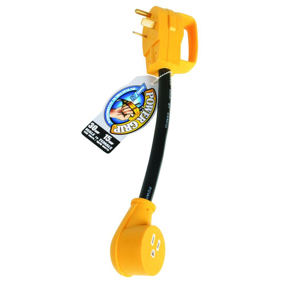 Camco 12 in. 30 Amp to 15 Amp Dogbone Adapter-55155 - The Home Depot