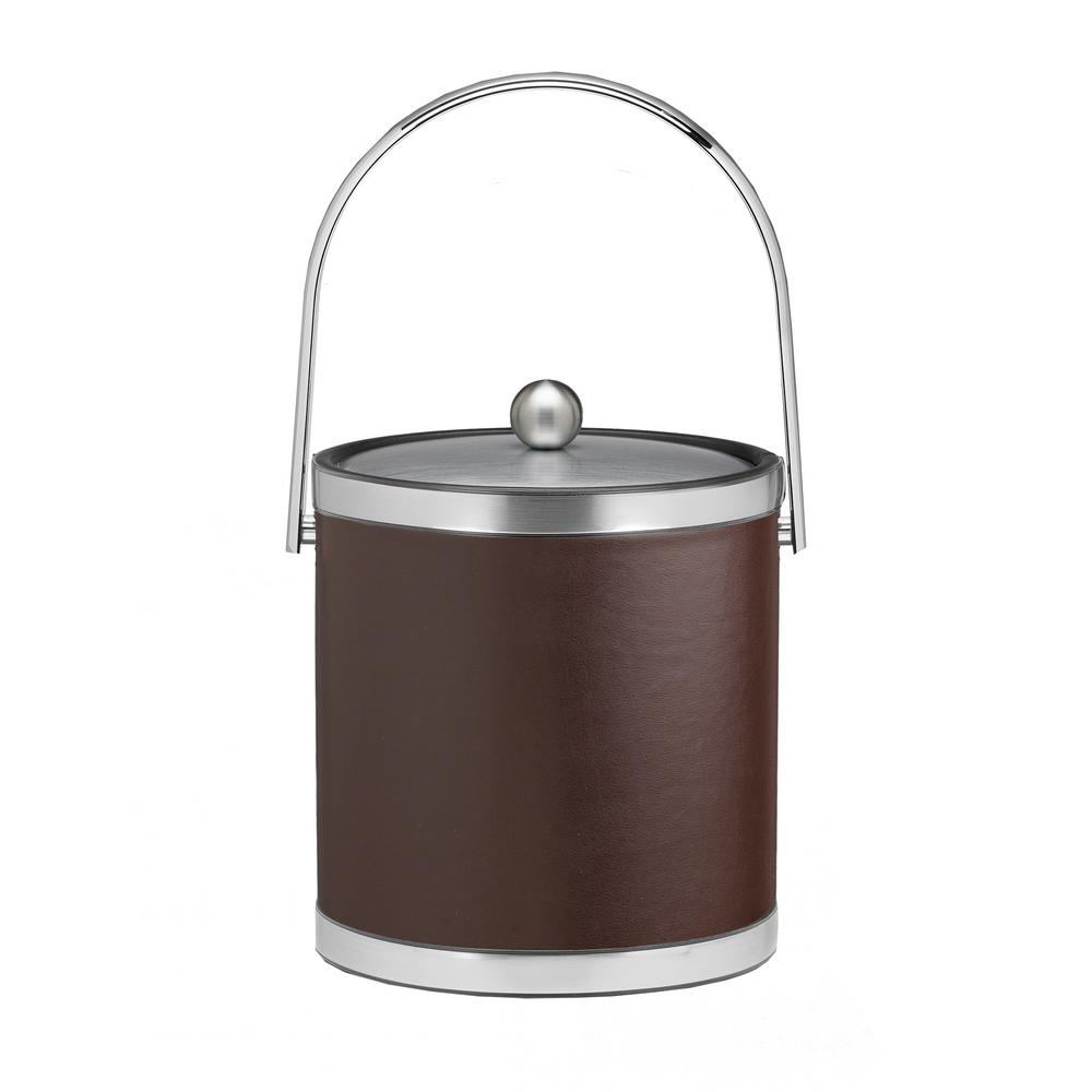 Kraftware Sophisticates 3 Qt. Brown and Polished Chrome Ice Bucket with ...
