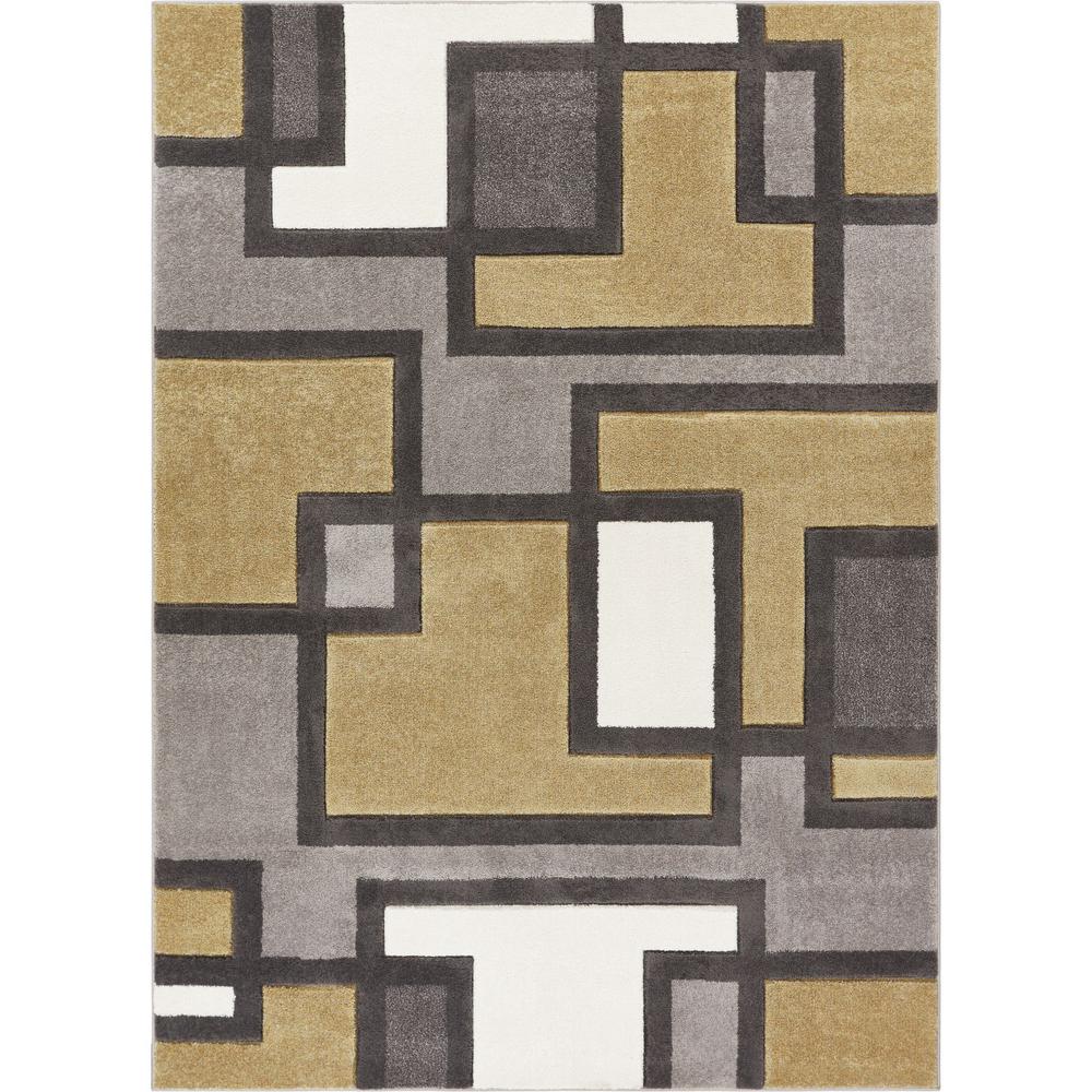 Well Woven Ruby Imagination Squares Gold 8 ft. x 10 ft. Modern Area Rug ...