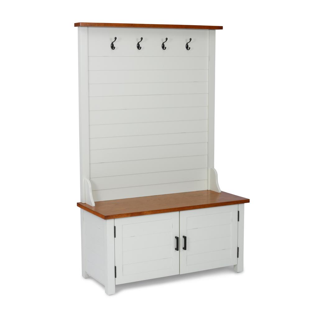 HOMESTYLES Portsmouth White and Oak Hall Tree-5186-49 - The Home Depot