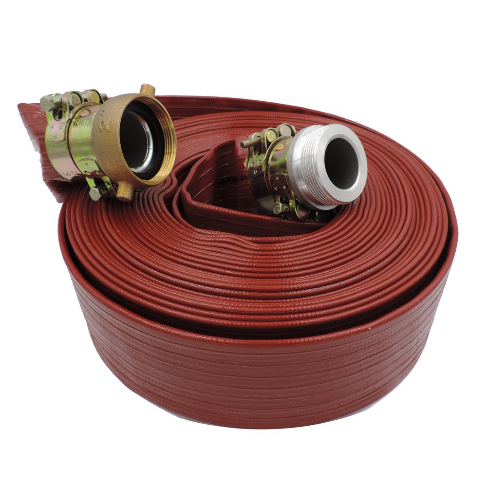 HYDROMAXX 1-1/2 in. Dia. x 100 ft. Red 10 Bar High Pressure Lay Flat ...