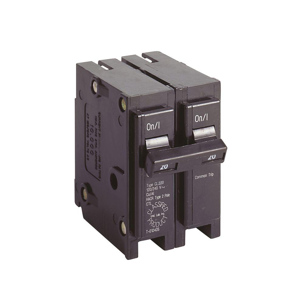 Eaton CL 20 Amp 2 Pole Circuit Breaker CL220 The Home Depot Eaton CL 20 Amp 2 Pole Circuit Breaker CL220 The Home Depot