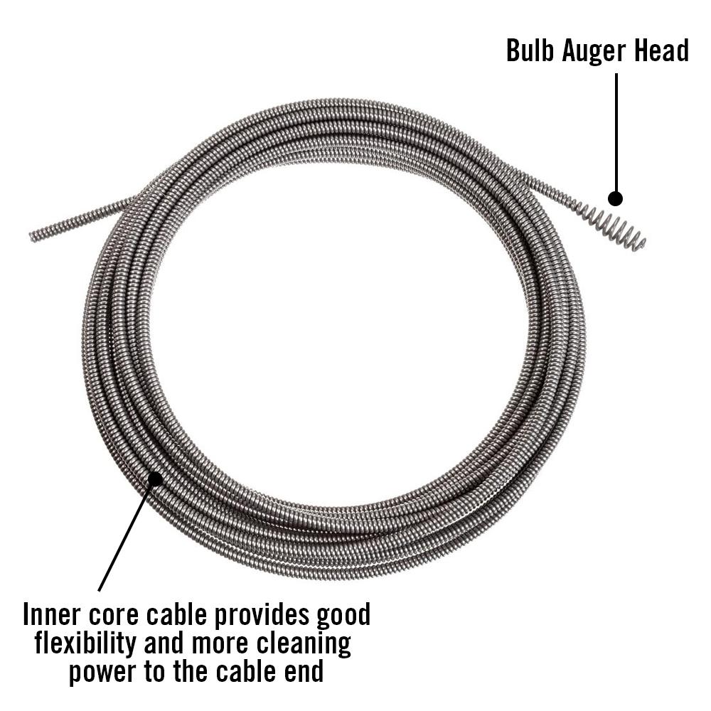 Plumbing Drain Cleaning Cable C-13 5/16 in. x 35 ft. with Flexible Bulb ...