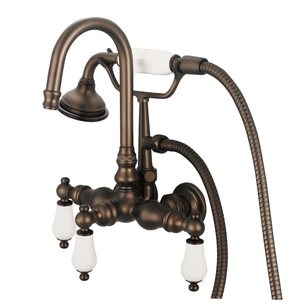 Water Creation 3-Handle Vintage Claw Foot Tub Faucet with Hand Shower ...