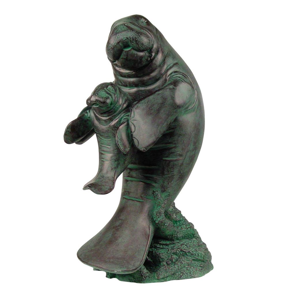 HOMESTYLES 36 in.Manatee and Her Cub Nautical Beach Statue Bronze ...