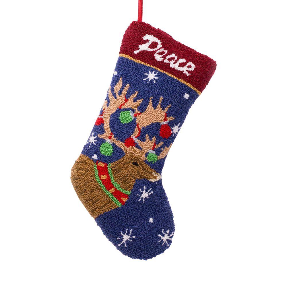 Glitzhome 19 in. Polyester/Acrylic Hooked Christmas Stocking with ... Glitzhome 19 in. Polyester/Acrylic Hooked Christmas Stocking with ...