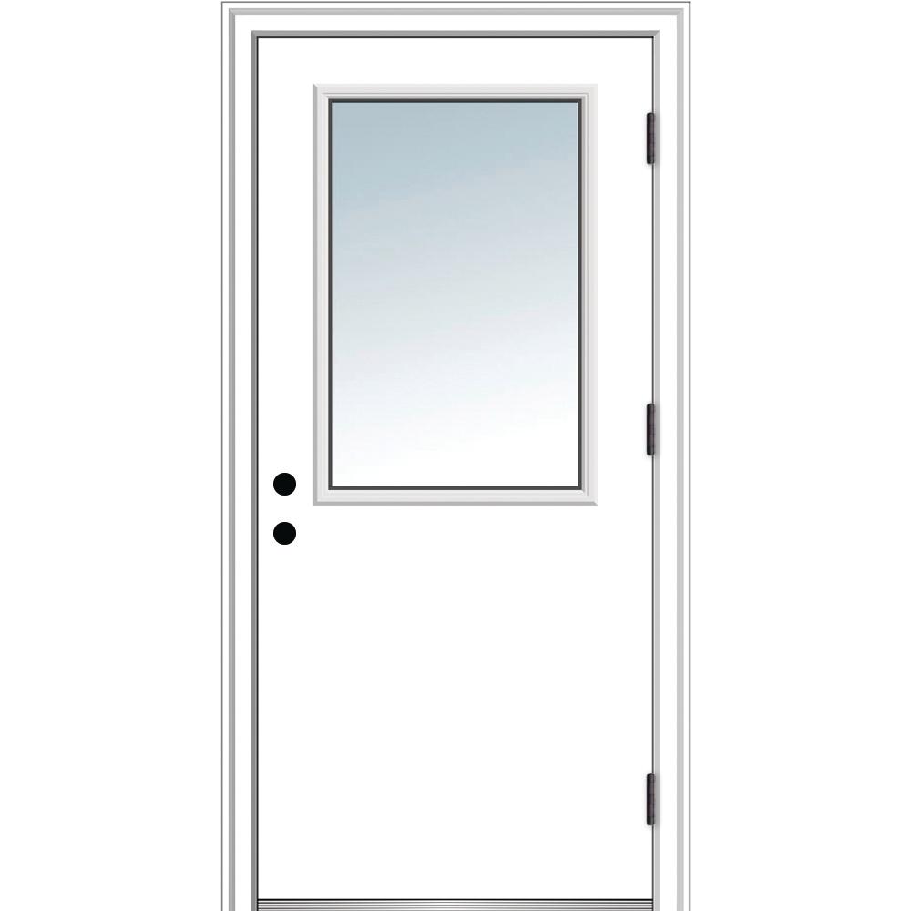 Mmi Door 32 In X 80 In Classic Left Hand Outswing 12 Lite Clear Primed Steel Prehung Front