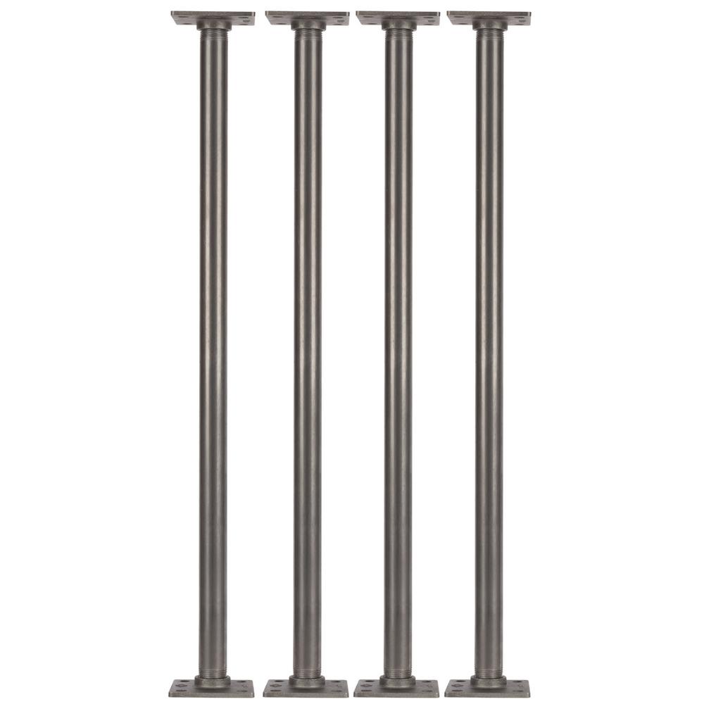 PIPE DECOR 1 in. x 2.5 ft. L Black Steel Pipe Square Flange Table Leg ...