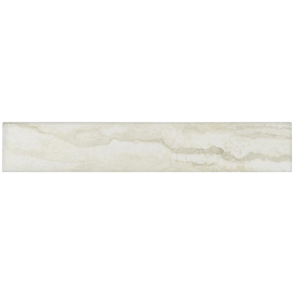 MSI Bernini Bianco Bullnose 3 in. x 18 in. Matte Porcelain Wall Tile ...