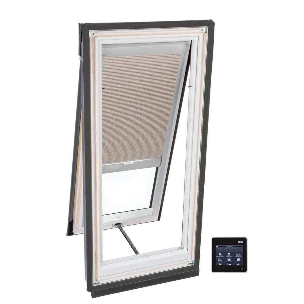 VELUX 30-1/16 in. x 30 in. Solar Powered Venting Deck-Mount Skylight w/ Laminated Low-E3 Glass ...