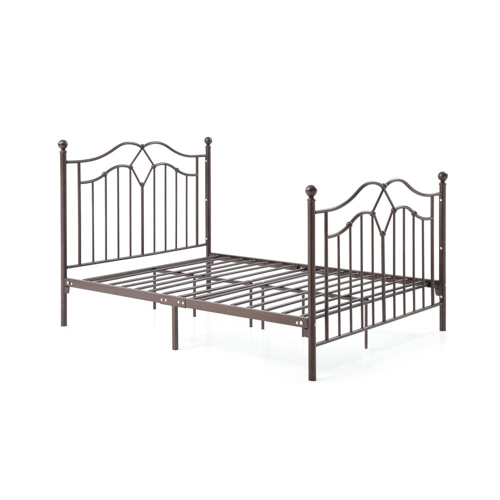 HODEDAH Complete Metal Bronze Twin Bed with Headboard, Footboard, Slats ...