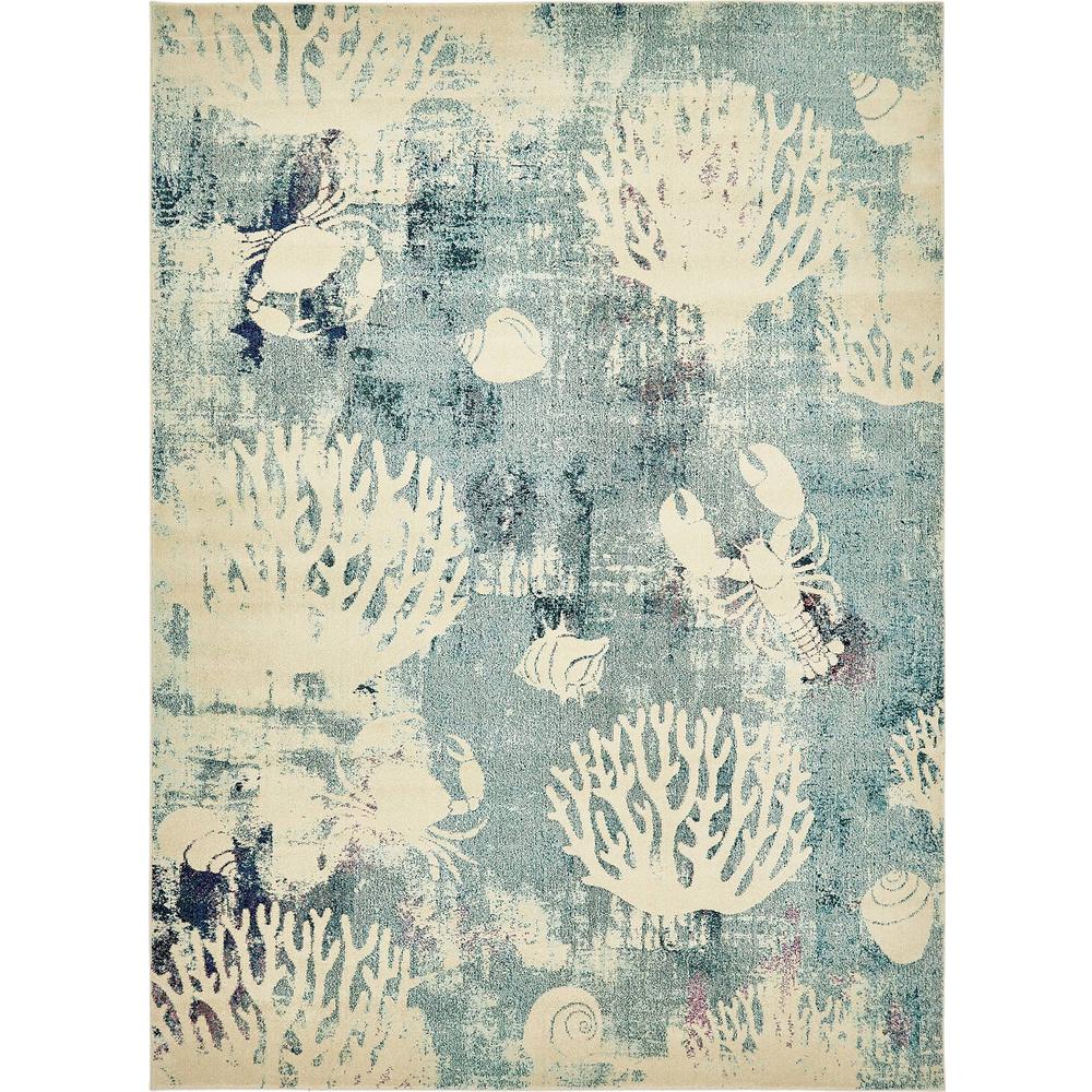 Unique Loom Positano Seashell Light Blue 2' 7 x 10' 0 Runner Rug ...