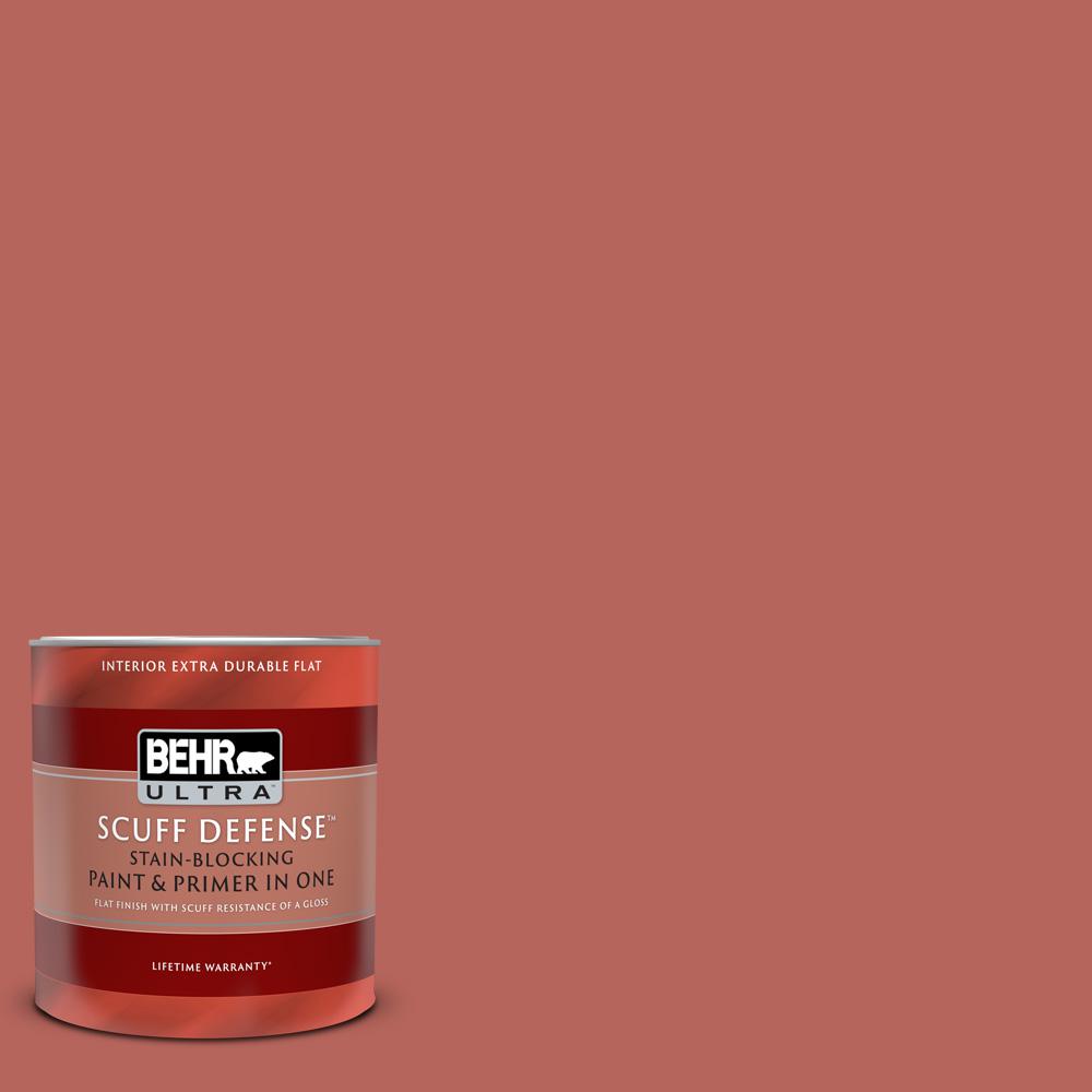 BEHR ULTRA 1 qt. #180D-6 Mineral Red Extra Durable Flat Interior Paint ...