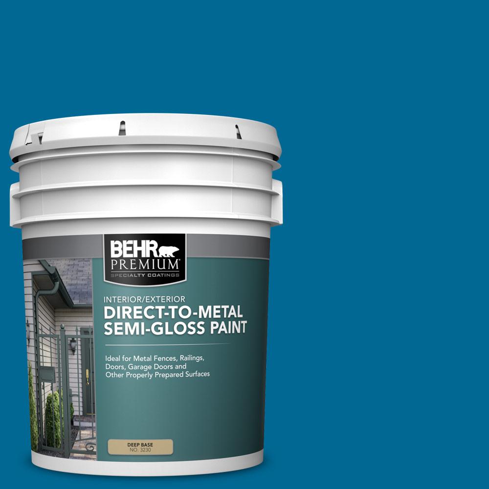 BEHR PREMIUM 5 gal. #OSHA-1 Osha Safety Blue Semi-Gloss Direct to Metal ...