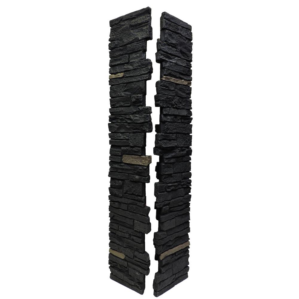 NextStone Slatestone Onyx 8 in. x 8 in. x 41 in. Faux Polyurethane ...