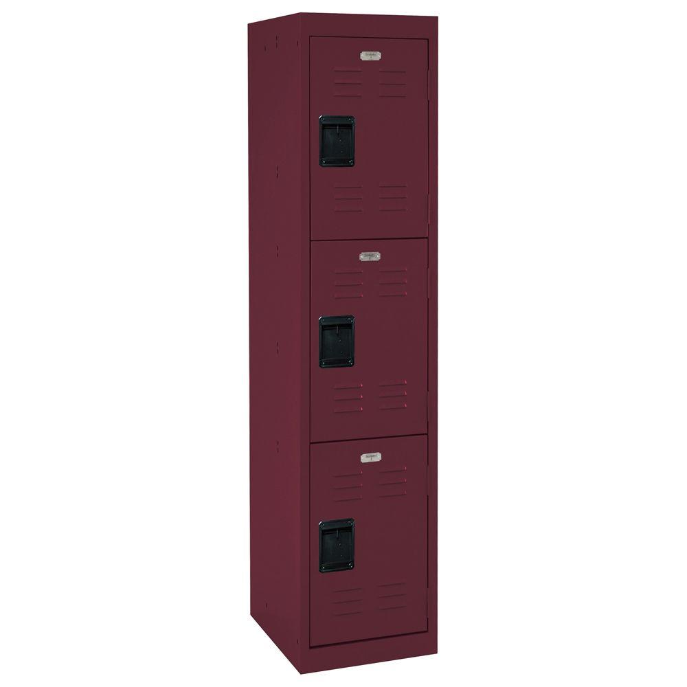 Sandusky 66 in. H 3-Tier Welded Steel Storage Locker in Burgundy ...