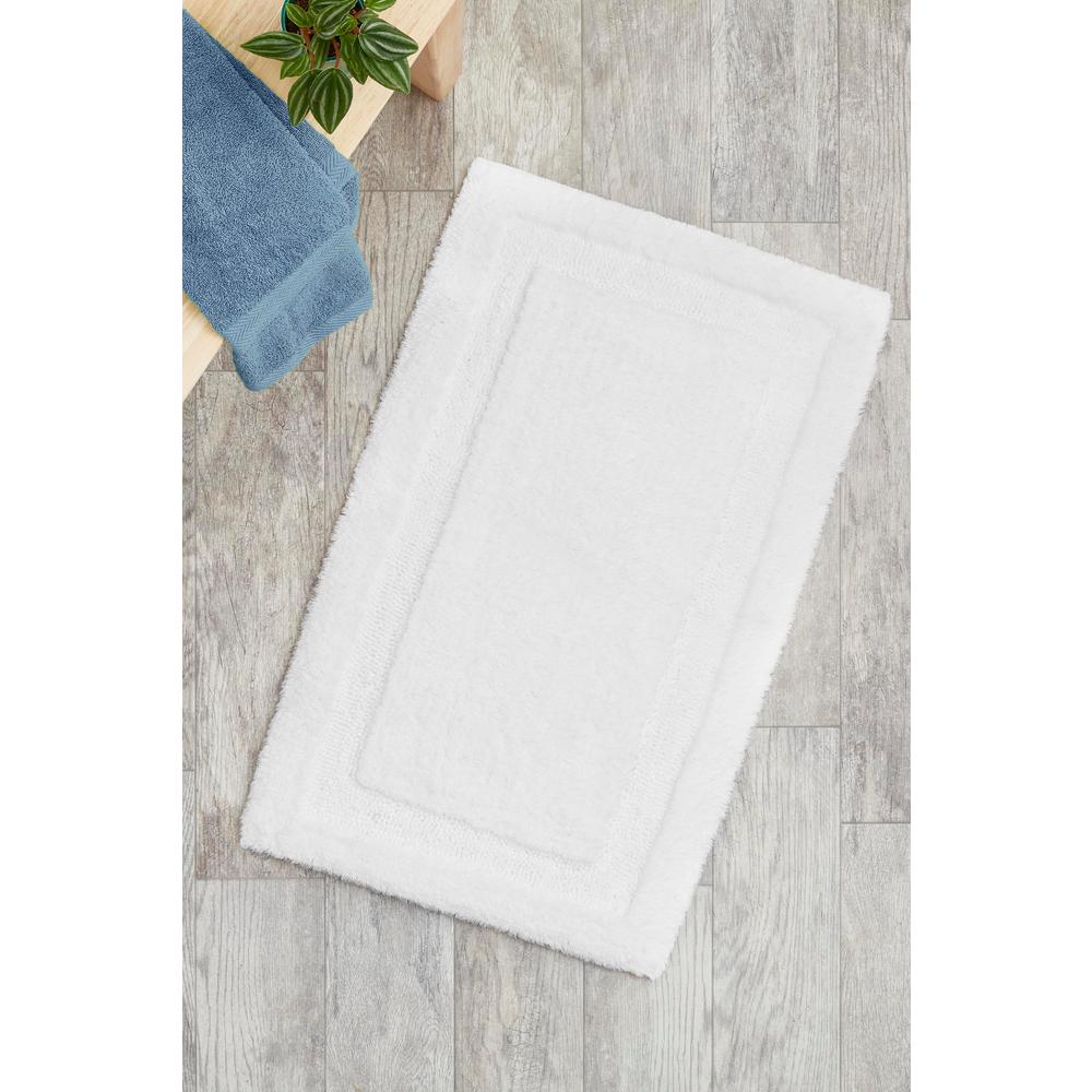 StyleWell White 17 in. x 25 in. Non-Skid Cotton Bath Rug with Border ...