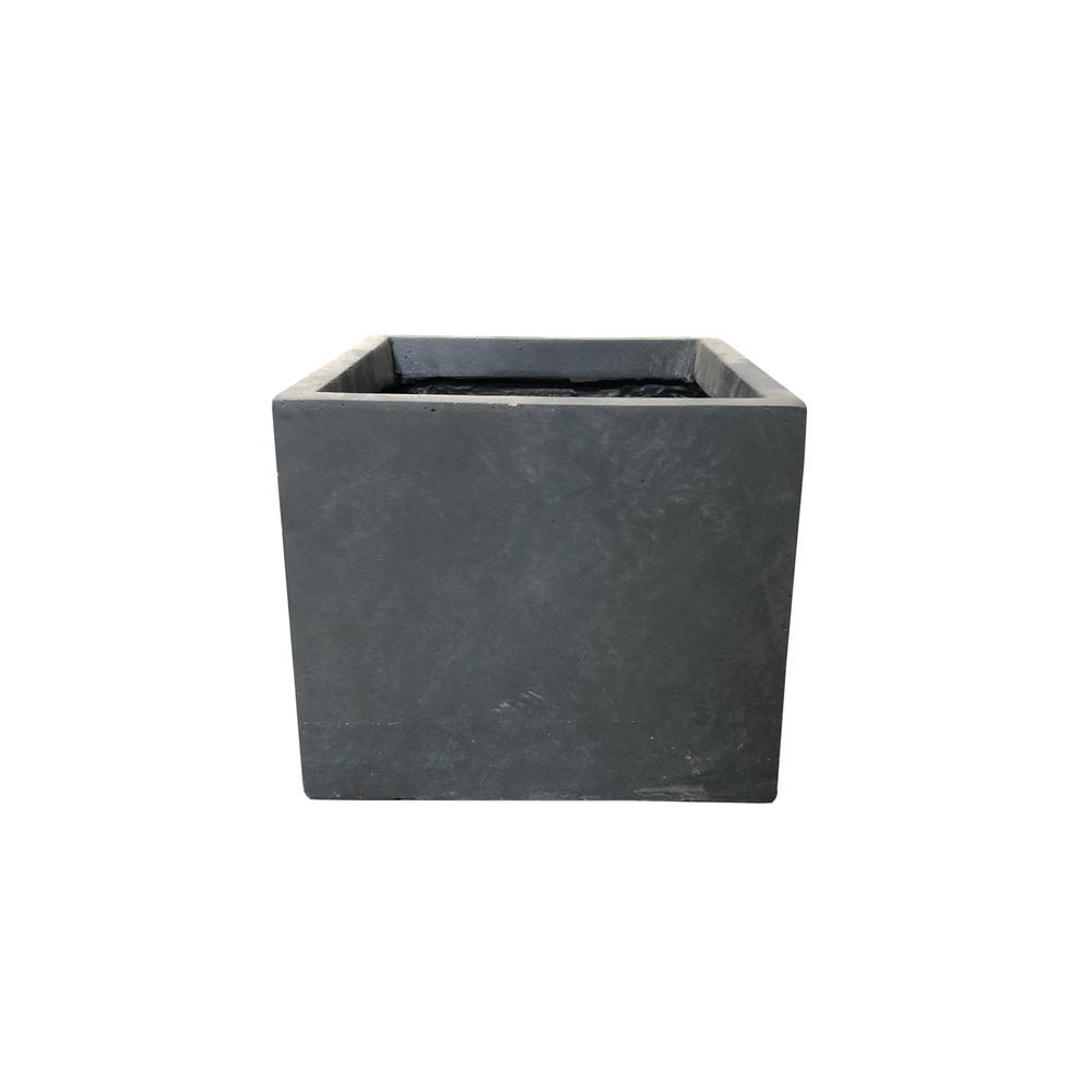KANTE Small 8 in. Graphite Lightweight Concrete Modern Square Outdoor ...
